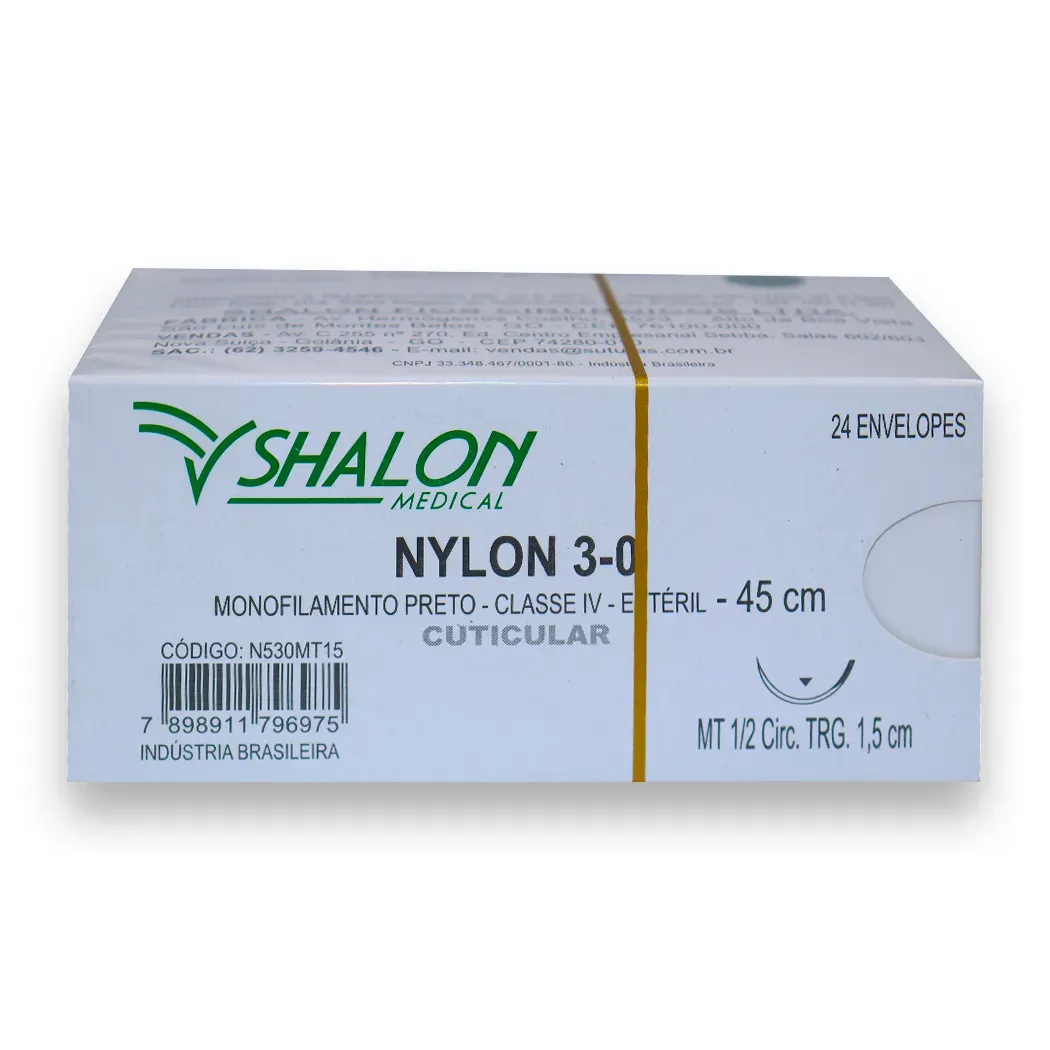 Fio de sutura nylon 3-0 agulha 1,5 cm c/1 - Shalon - Biodental